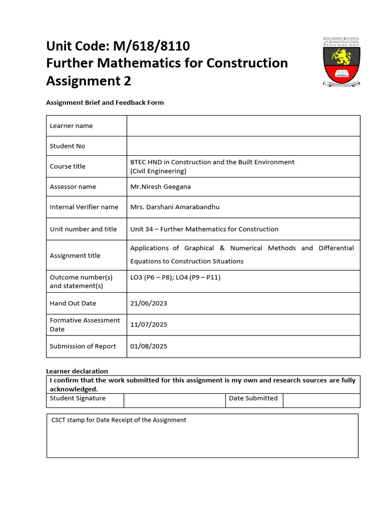 Graphical & Numerical Methods in Construction | PDF | Differential ...