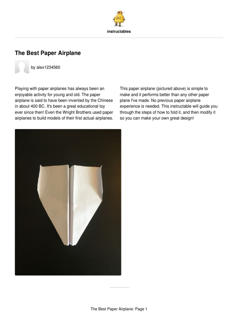 How to Make the Best Paper Airplane | PDF