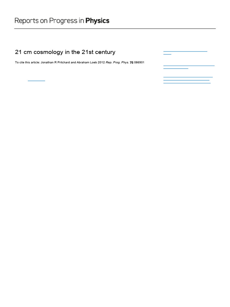 21cm Cosmology 2012 | PDF | Cosmic Microwave Background | Chronology Of ...