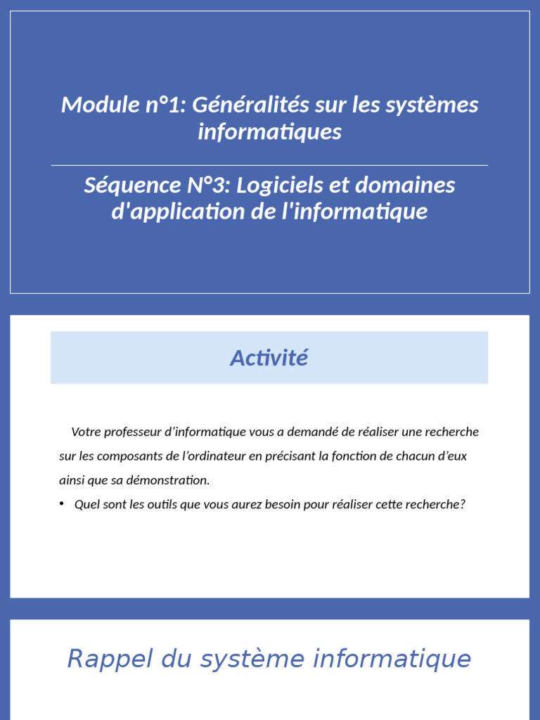 Logiciels et domaines d'application informatique | PDF