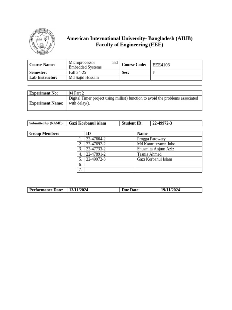 Micro Exp4 part2 | PDF | Integer (Computer Science) | Timer