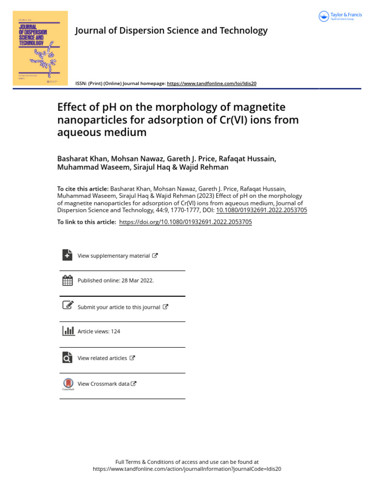 Effect of PH On The Morphology of Magnetite Nanoparticles For ...