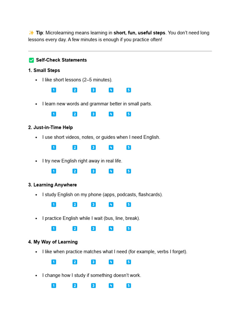Self-Check Statements For Students | PDF