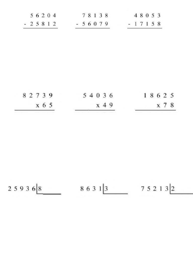 Matematicas de 5to Grado Practicas | PDF