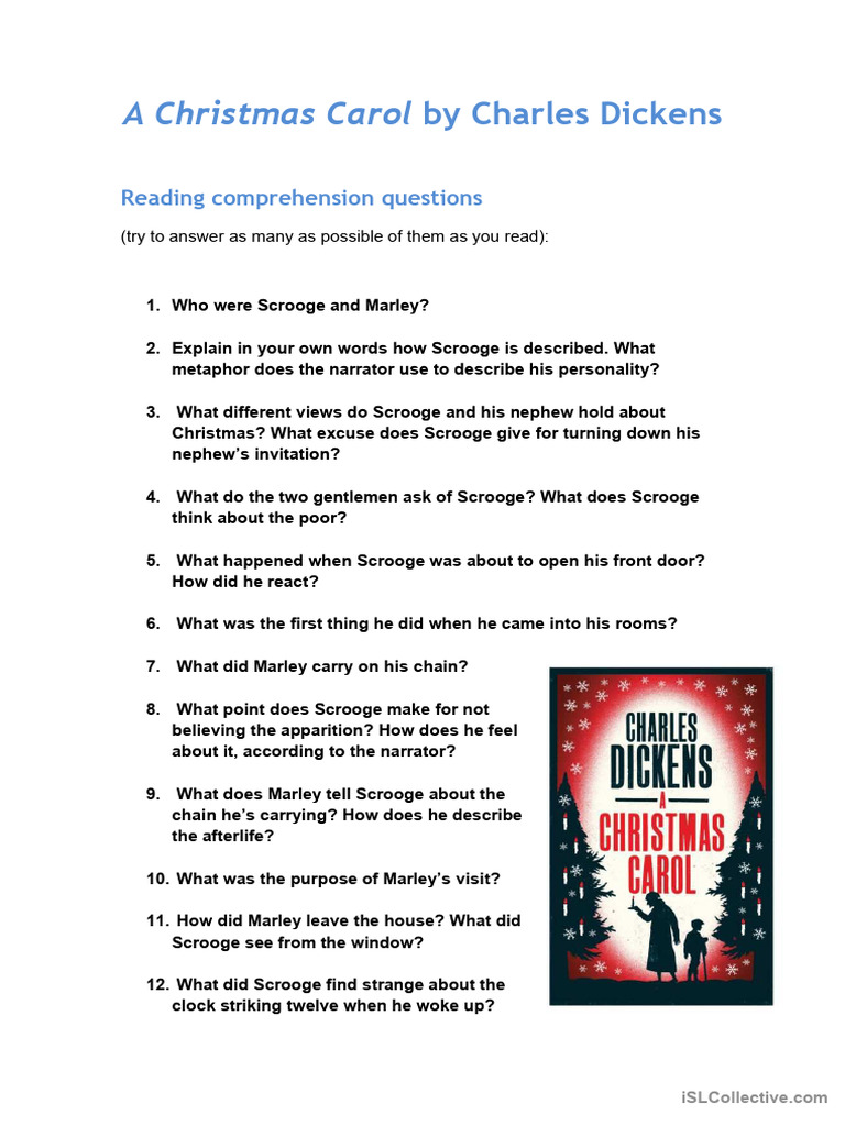 A Christmas Carol Reading Assignment | PDF | Ebenezer Scrooge | A ...