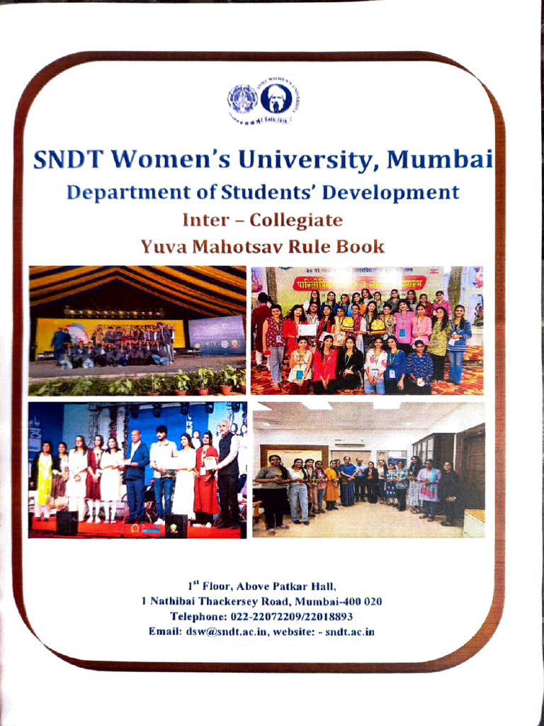 SNDT Yuva Mahotsav Rule Book | PDF | Performing Arts
