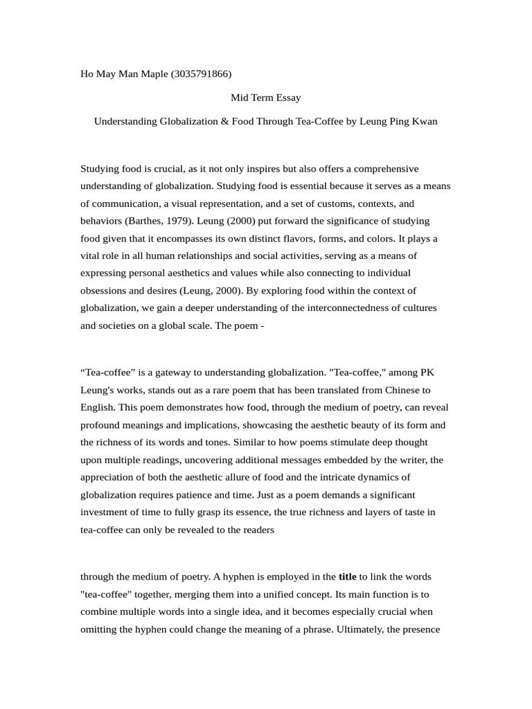 Mid Term Essay - HO May Man Maple | PDF | Translations | Poetry