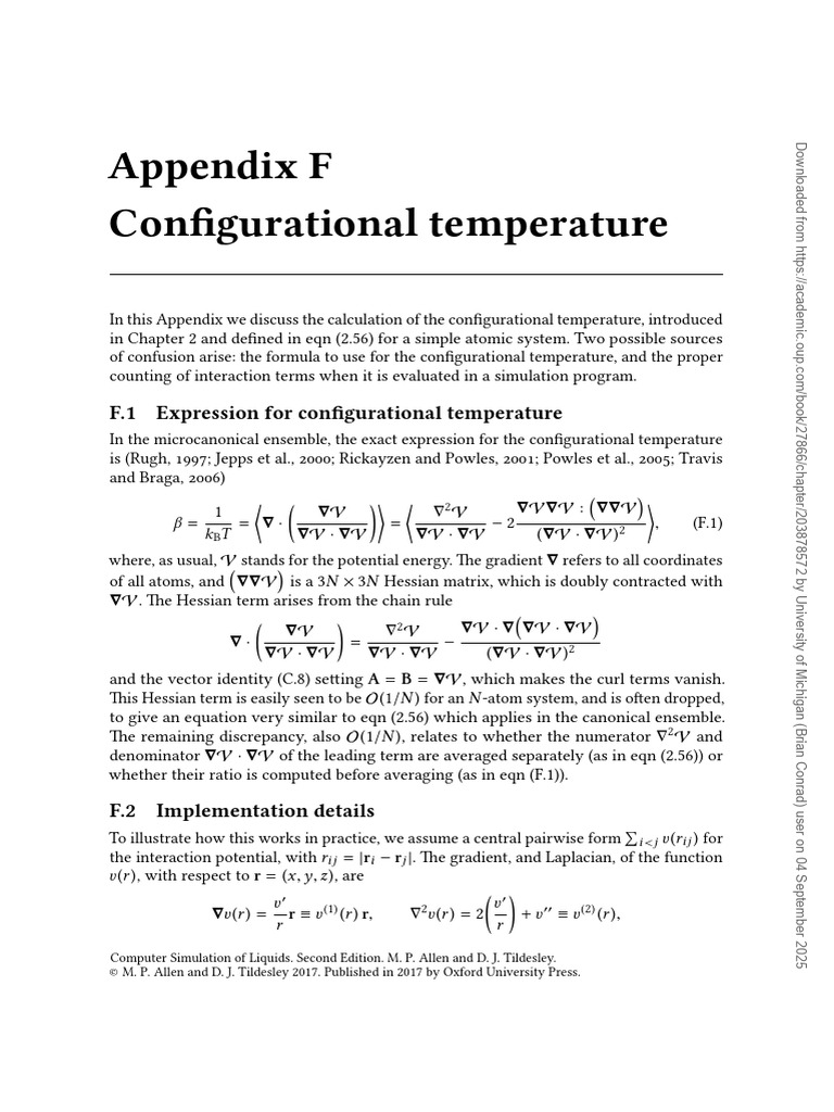 Appendix F Con Gurational Temperature | PDF | Temperature | Mathematics