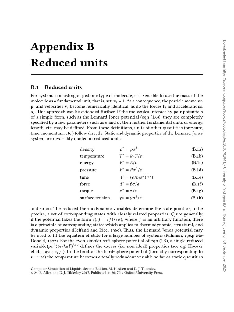 Appendix B Reduced Units | PDF | Force | Momentum