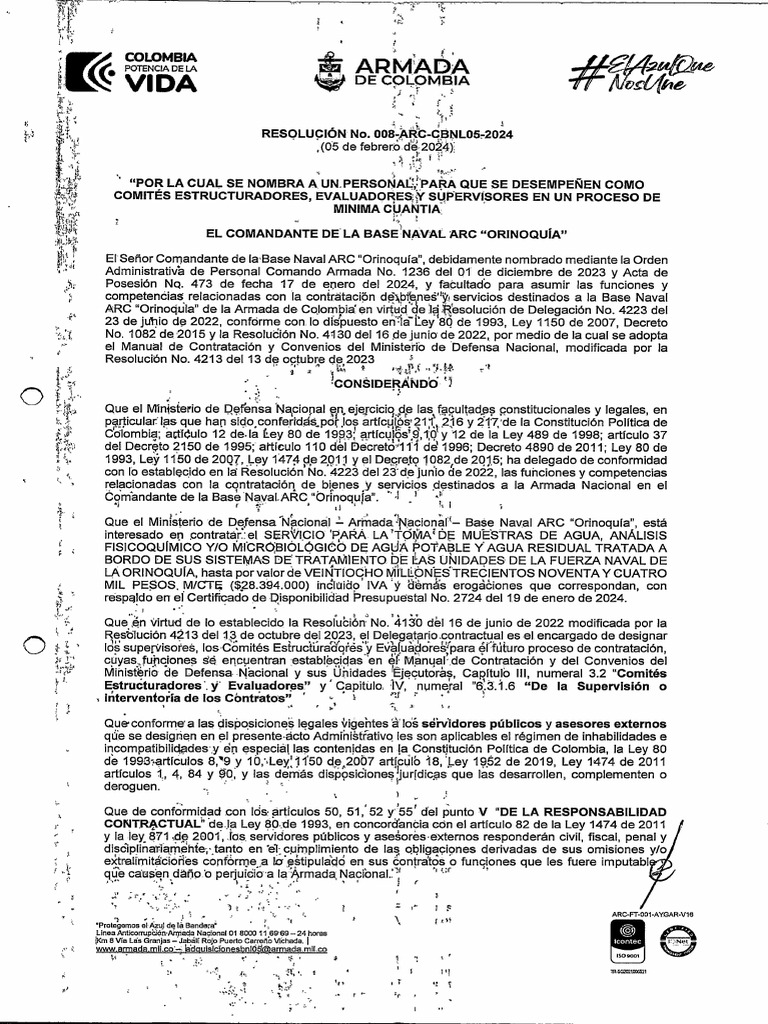 Resolucion Nombramiento Muestras de Agua | PDF