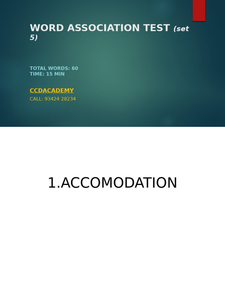 Word Association Test Set 5 | PDF