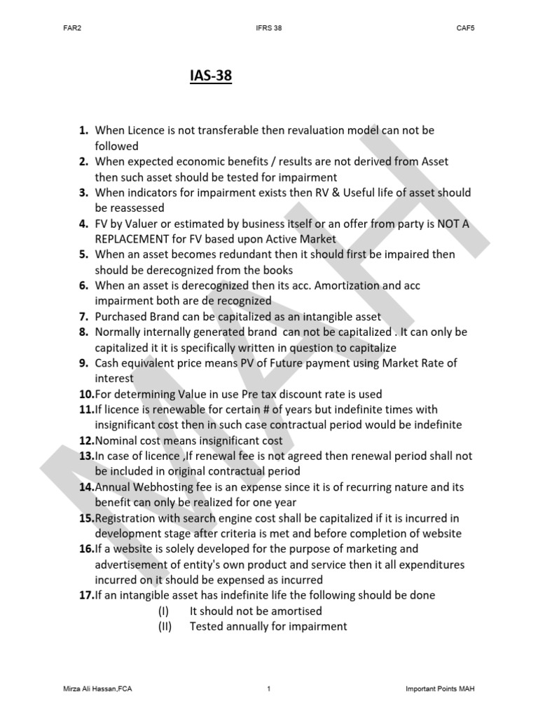 Key Points on IAS 38 Intangible Assets | PDF | Intangible Asset ...