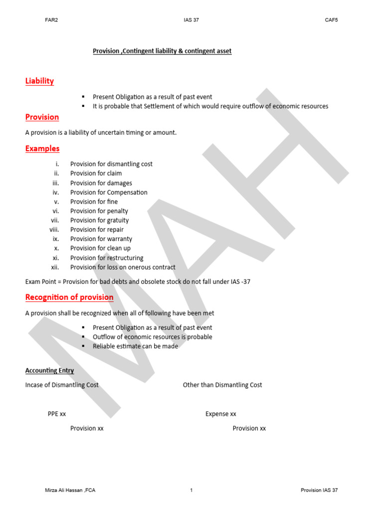 Ias 37 Notes Mah Vol1 | PDF | Business | Business Economics