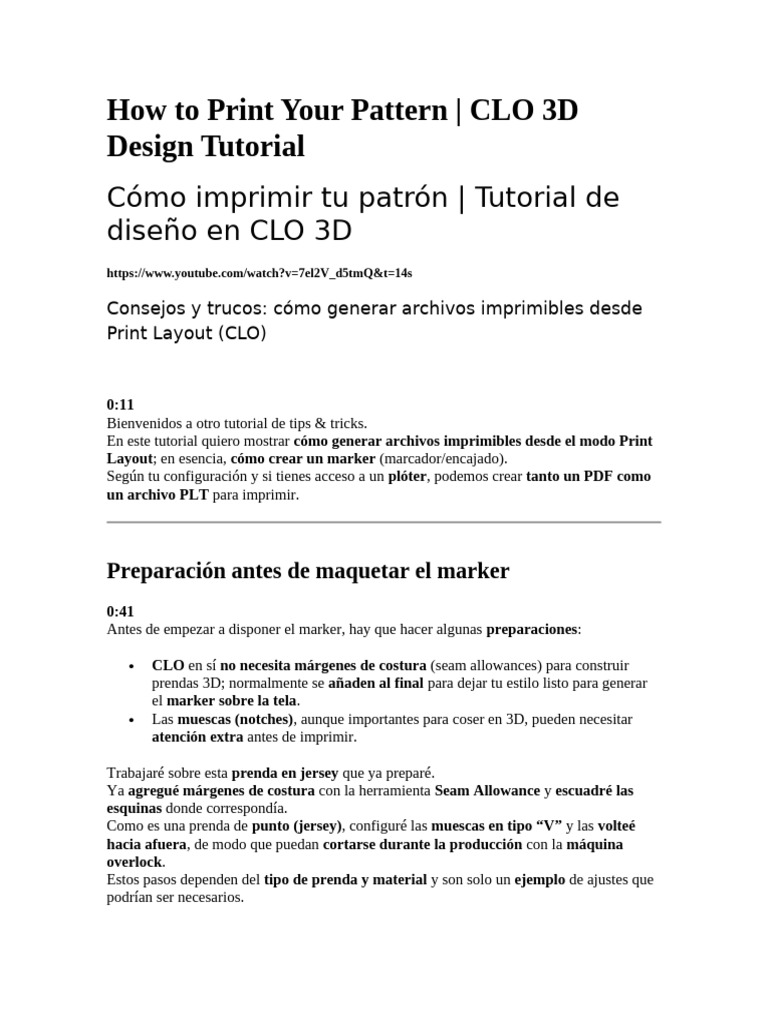 Imprimir Patrones en CLO 3D: Guía PDF | PDF
