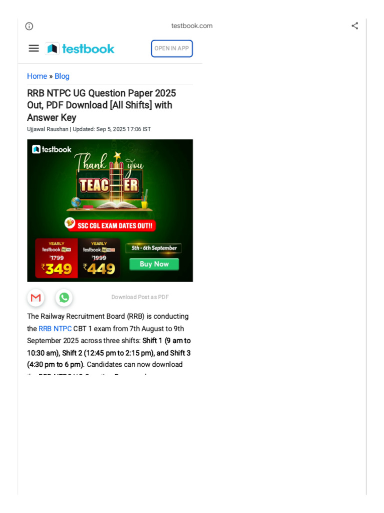 RRB NTPC UG Question Paper 2025 PDF | PDF