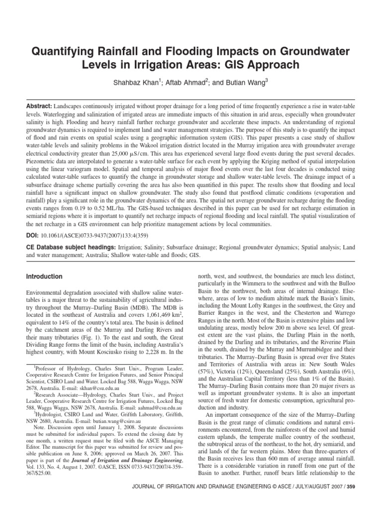 Quantifying Rainfall and Flooding Impacts on Groundwater | PDF | Groundwater | Flood