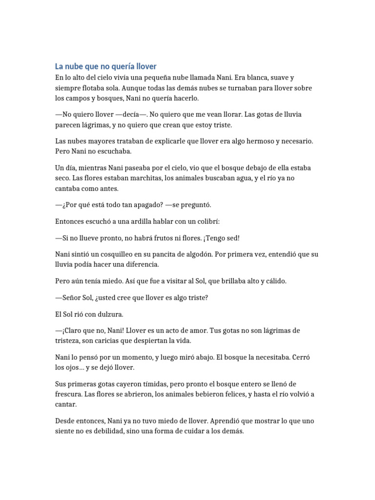 La Nube Que No Queria Llover | PDF