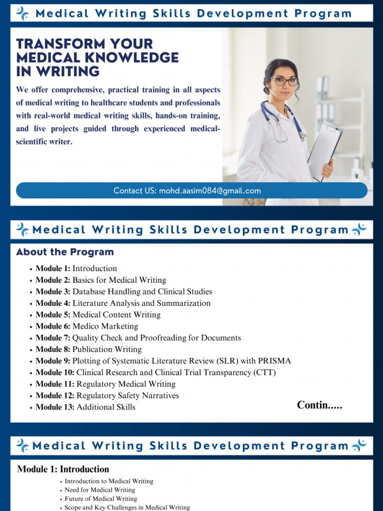 Medical Writing Skills Development Program | PDF