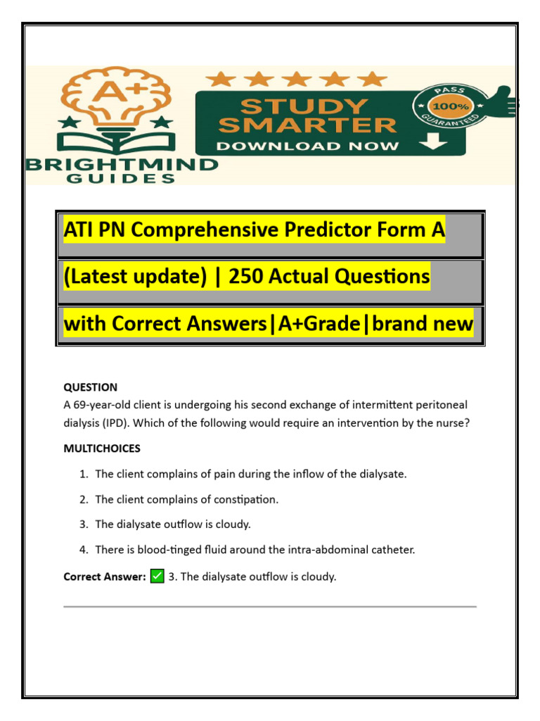 ATI PN Comprehensive Predictor Form A | PDF | Clinical Medicine ...