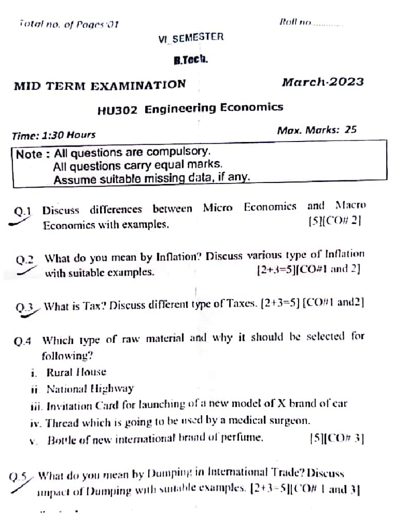 HU302 EE 2023 Mid March | PDF