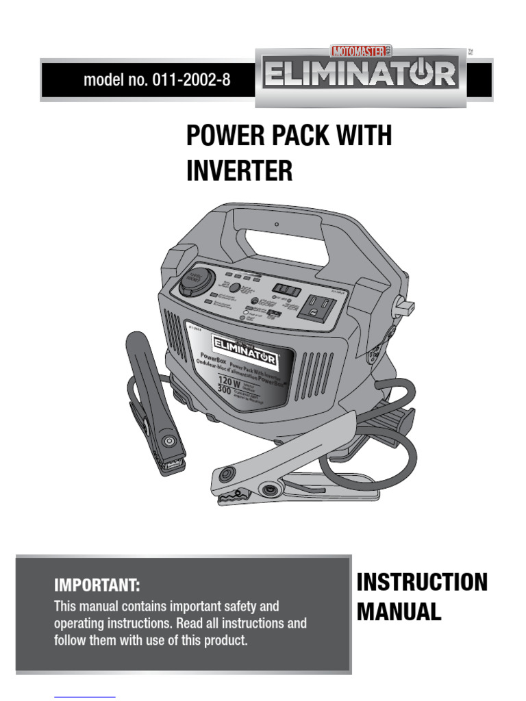 Motomaster Eliminator Power Pack Manual | PDF | Rechargeable Battery ...