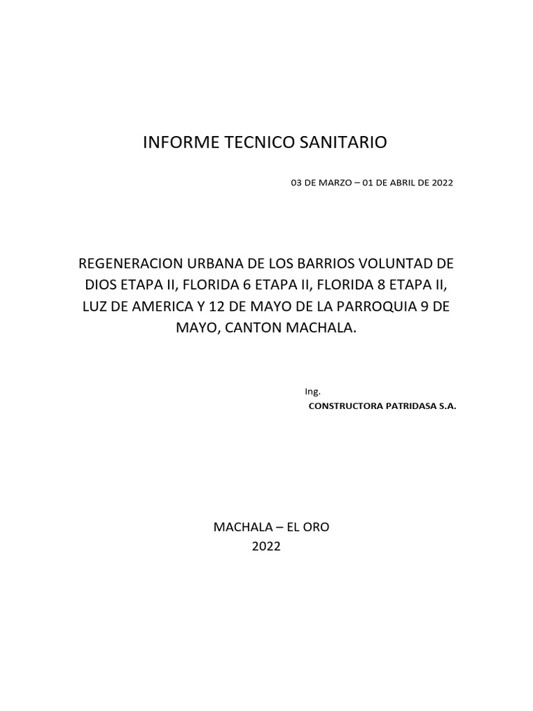 INFORME Sanitario - PLANILLA No. 2-Signed | PDF
