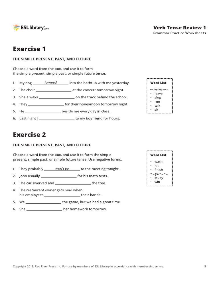 Grammar Revision Material 1 (Do Not Complete Exercise 8) | PDF ...