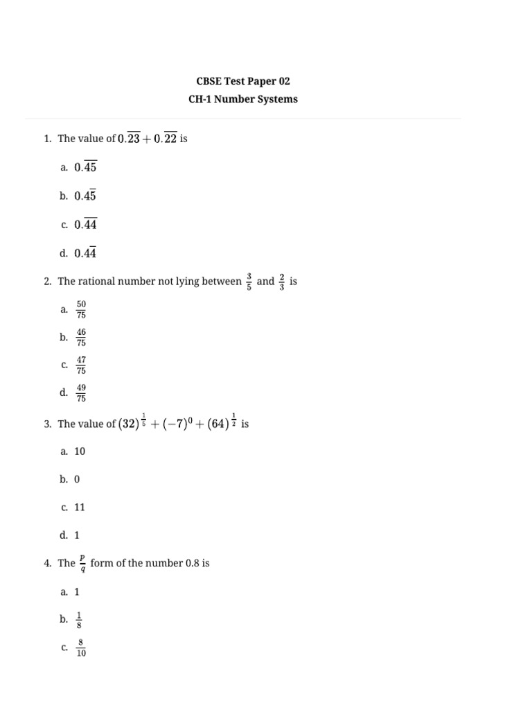 Class 9th Chap1 Worksheet | PDF