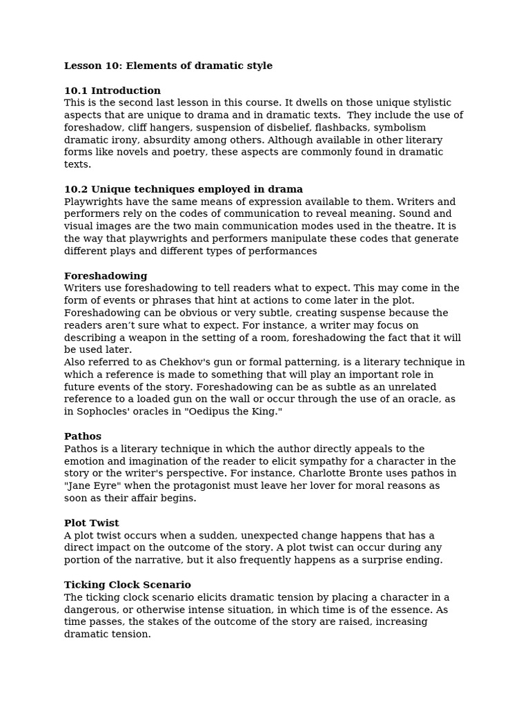 Lesson 10 Dramatic Style | PDF | Plot (Narrative) | Irony