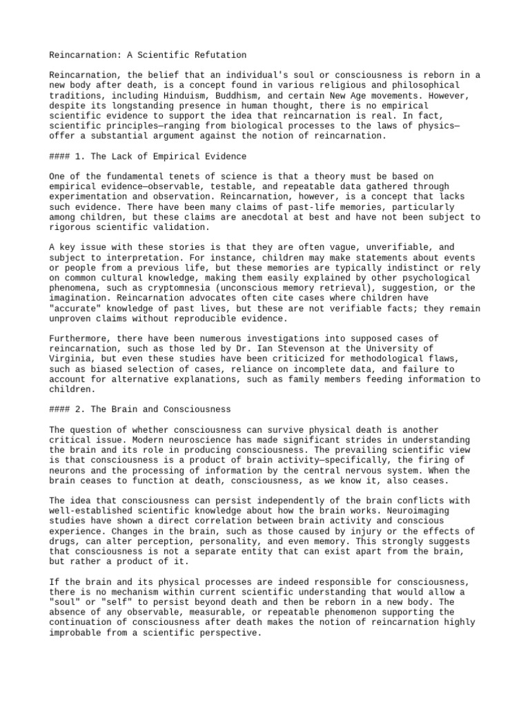 Reincarnation 2 | PDF | Consciousness | Evolution