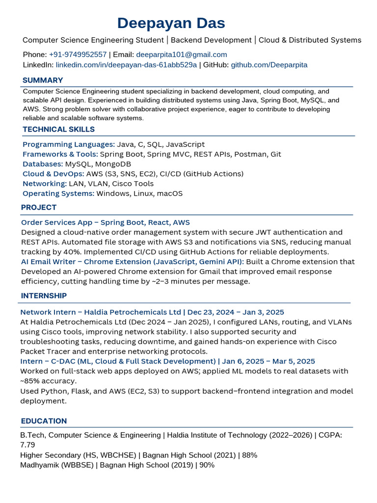Deepayan Resume | PDF