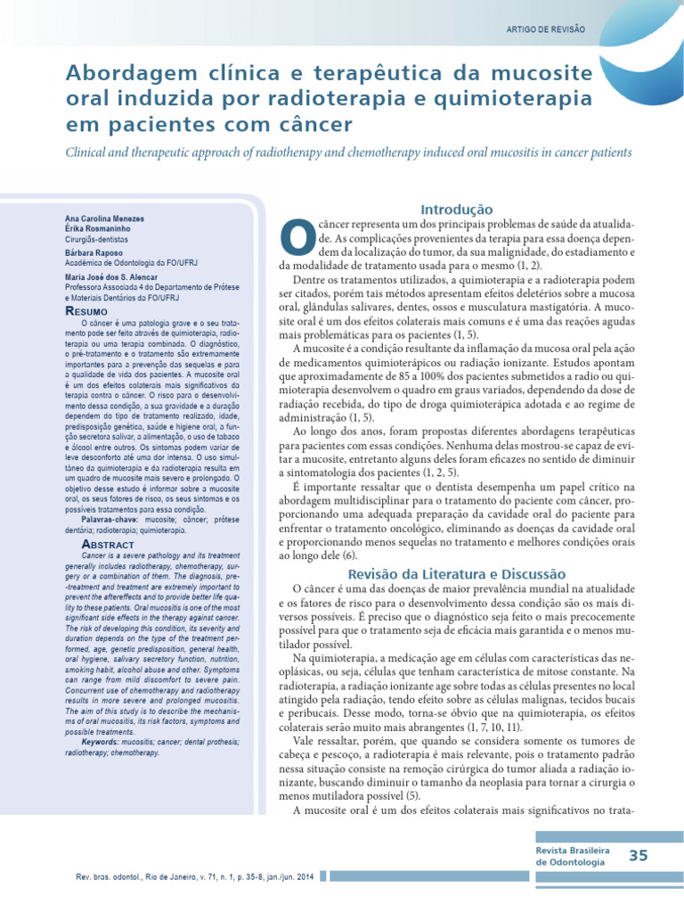 Mucosite Oral em Pacientes Oncológicos | PDF | Câncer | Boca