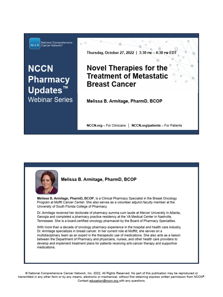 Handout Armitage NCCNpharm 10.27.22 em | PDF | Chemotherapy | Breast Cancer