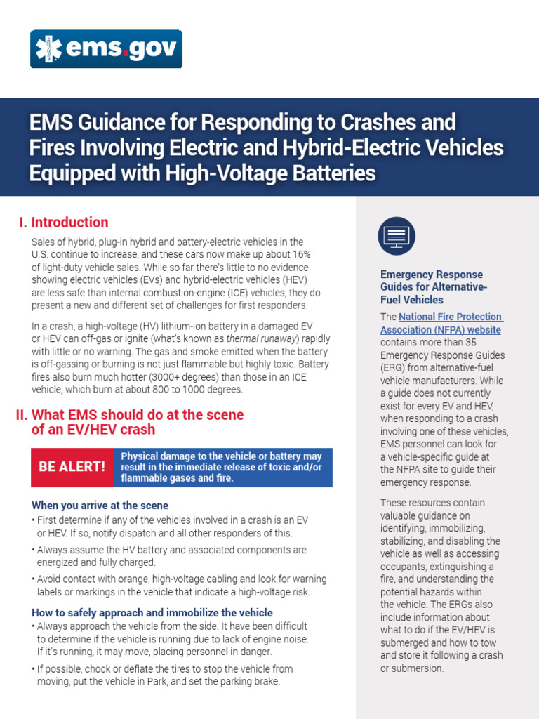 EMS Electric Vehicle Resource Page R4 | PDF | Electric Vehicle | Fires