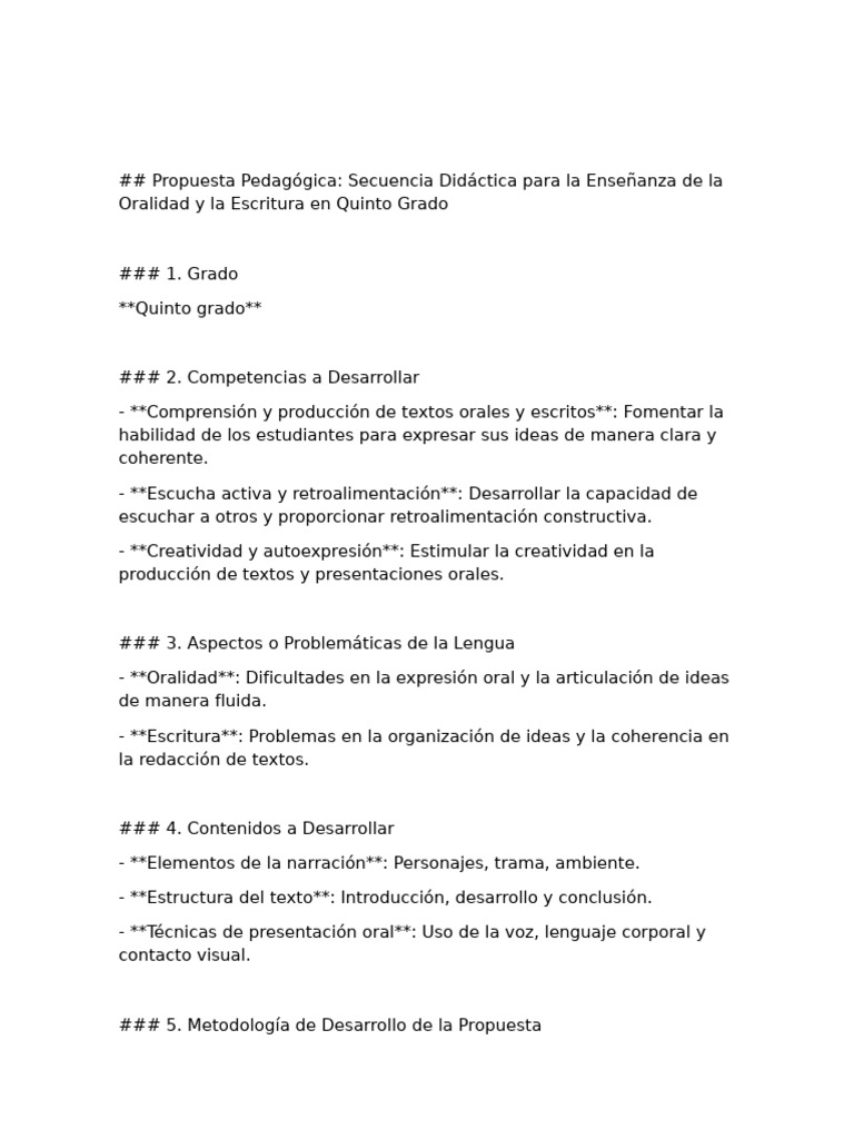 Oralidad y Escritura en Quinto Grado | PDF | Creatividad | Escritura