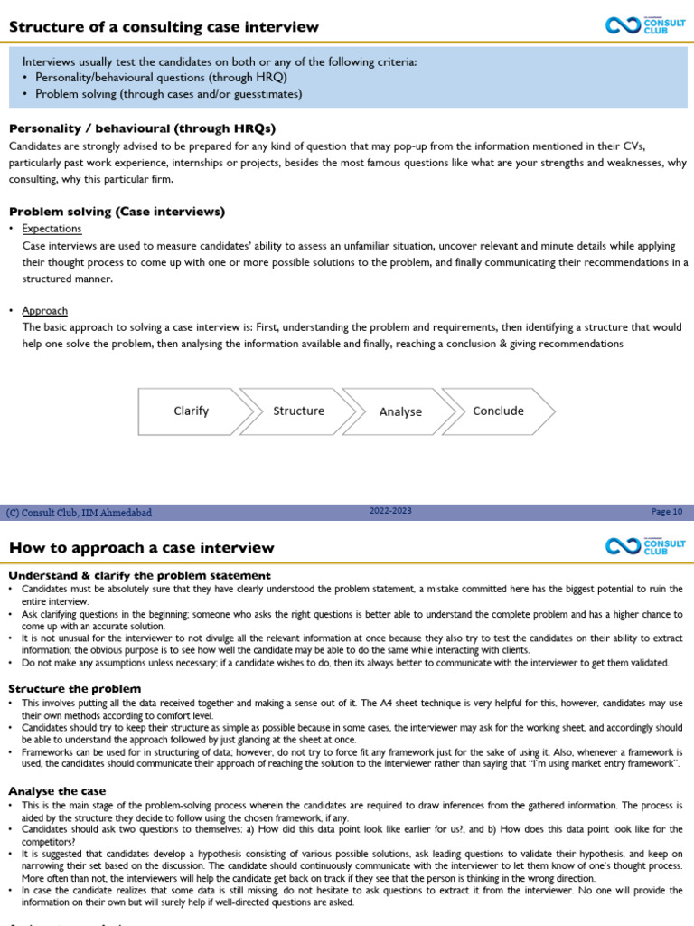 Mastering Case Interviews: A Guide | PDF | Mergers And Acquisitions ...