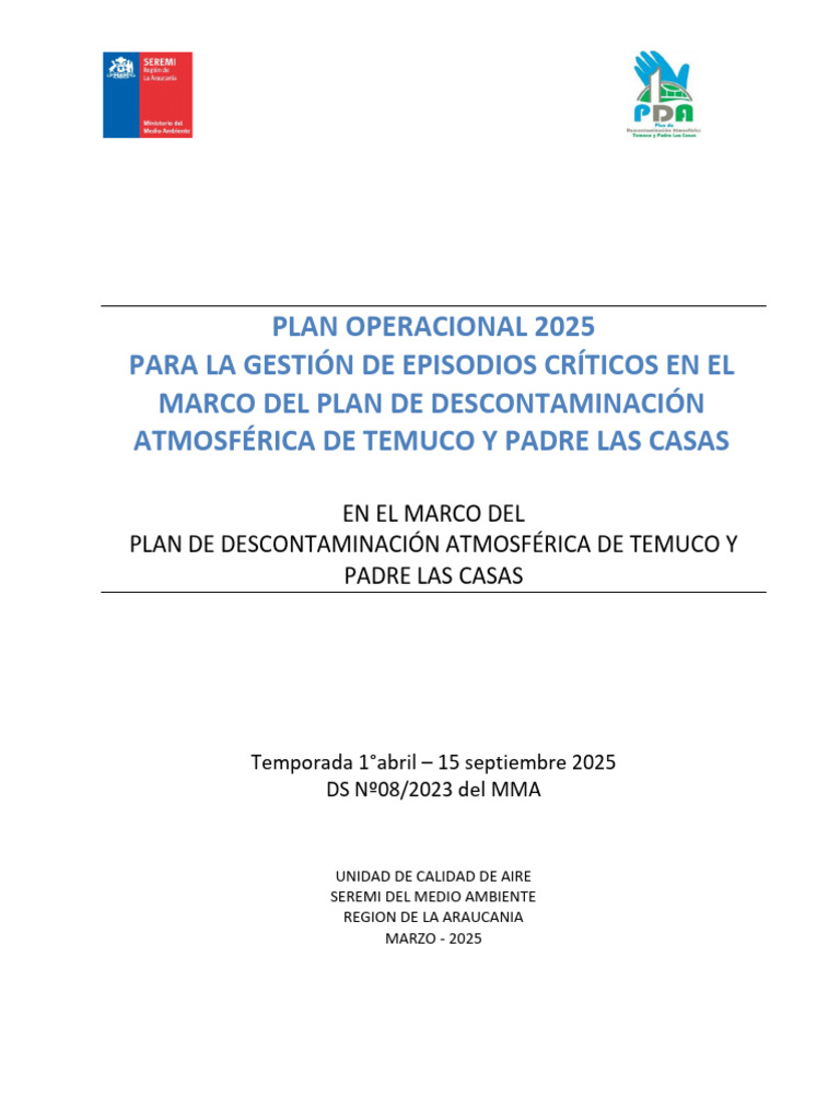 Plan Operacional 2025: Gestión de Calidad del Aire | PDF | La ...