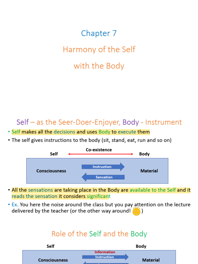 UHV 07 Harmony of The Self With The Body | PDF | Psychological Concepts