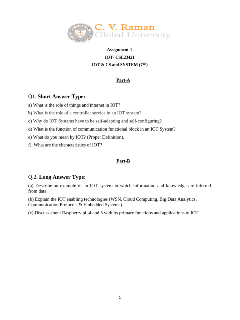 Assignment 1 IOT | PDF