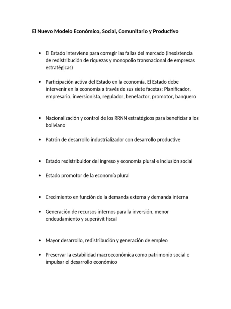 Nuevo Modelo Económico en Bolivia | PDF | Bolivia | Cooperativa