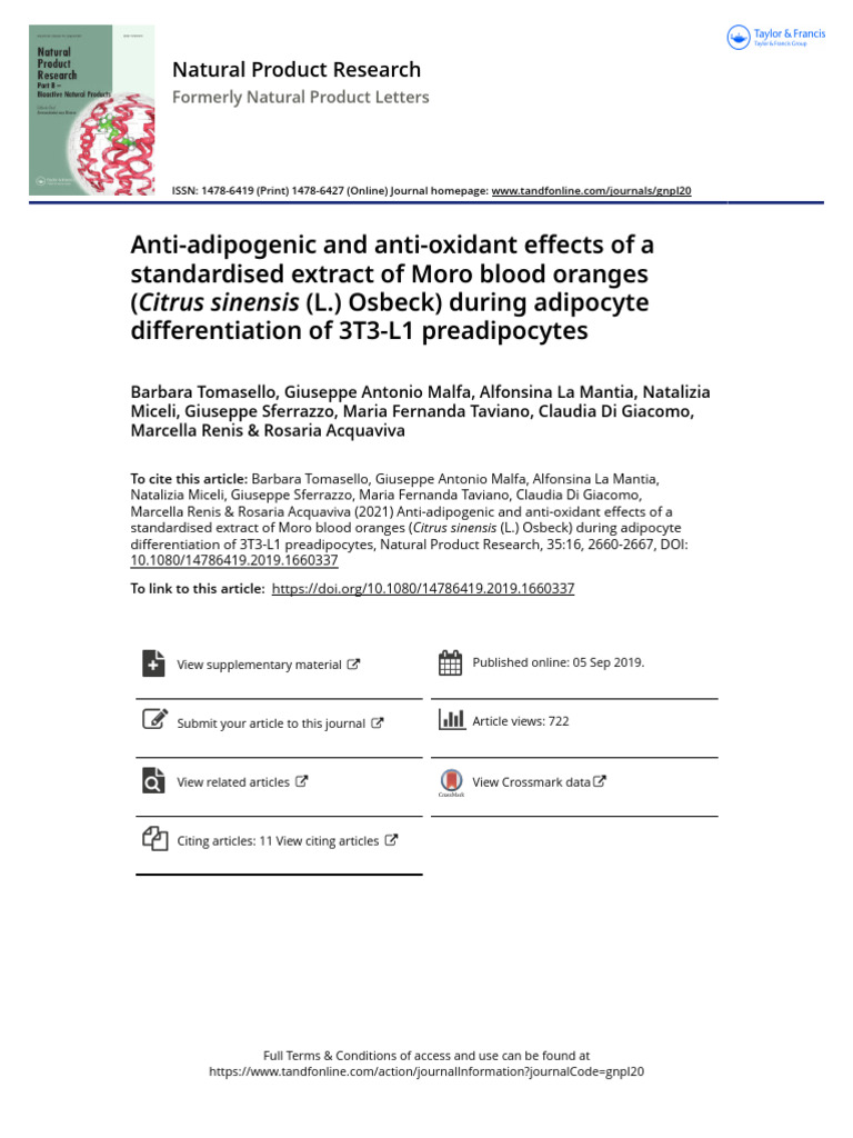 Anti-Adipogenic and Anti-Oxidant Effects of A Standardised Extract of ...