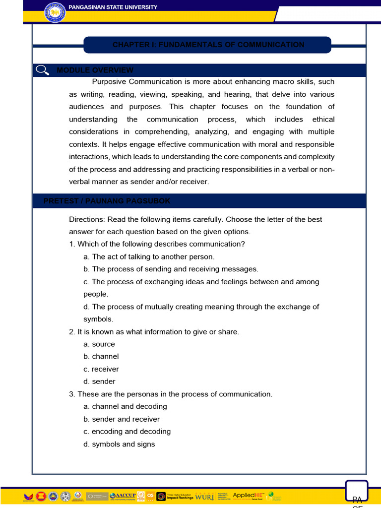MODULE 1 Fundamentals of Communication | PDF | Communication ...