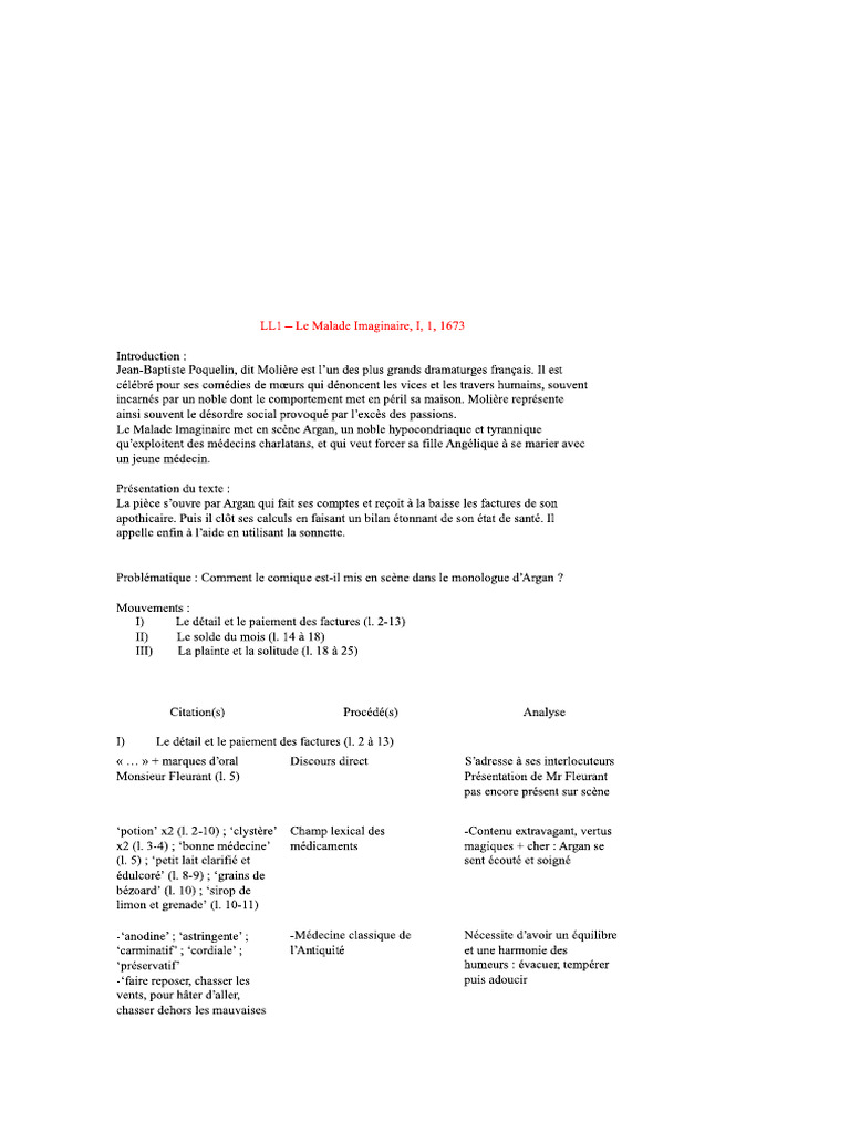 LL1 - Acte 1 Scene 1 - 1 | PDF