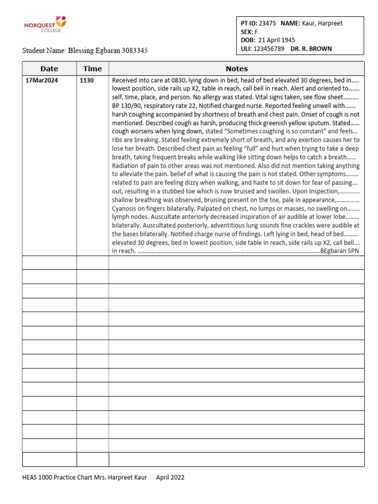 Respiratory Pain Assessment | PDF | Cough | Thorax