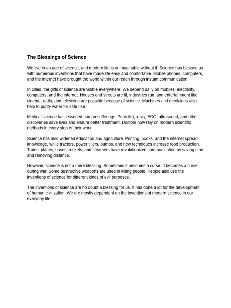 The Blessings of Modern Science | PDF