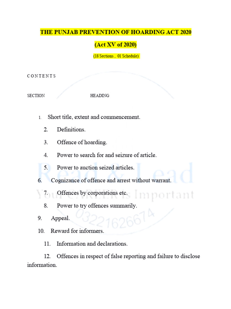Punjab Prevention of Hoarding Act 2020 | PDF | Search Warrant | Justice