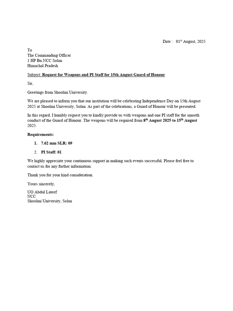 Weapon Letter (15august) | PDF