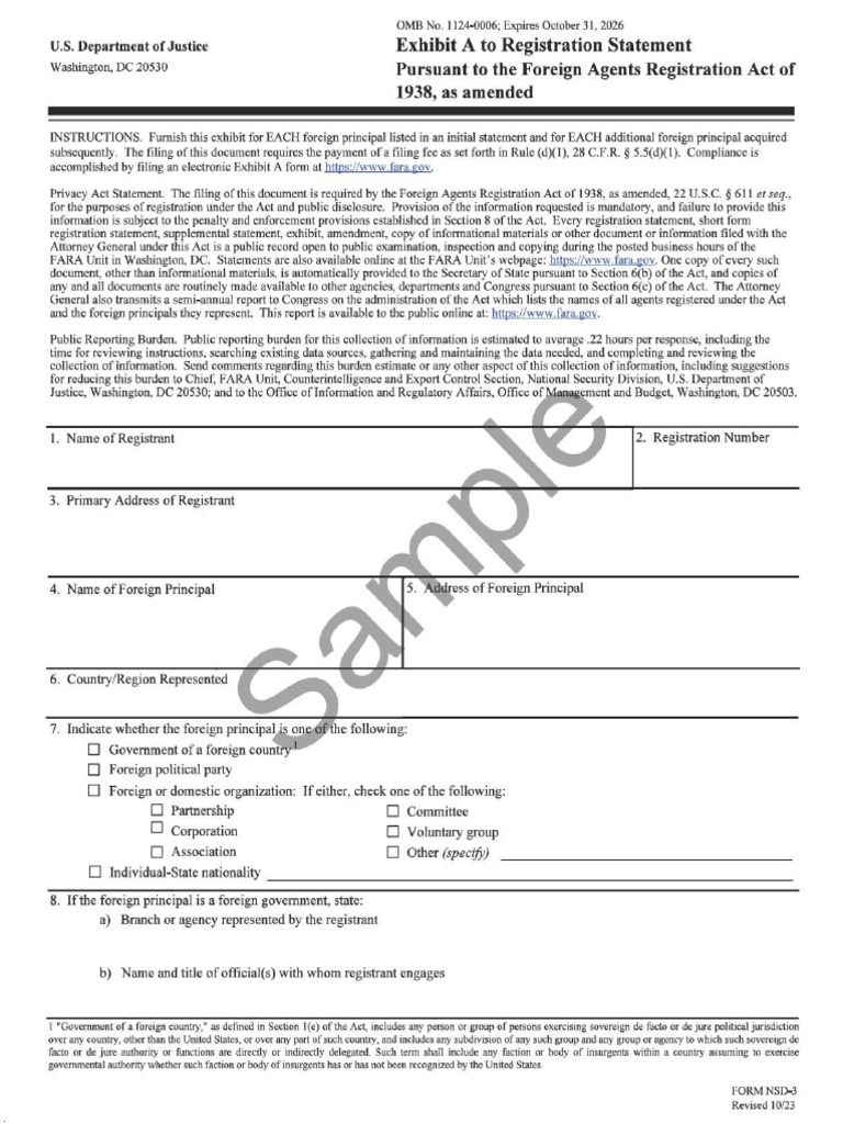 Exhibit A: FARA Registration Instructions | PDF | Federal Government Of ...