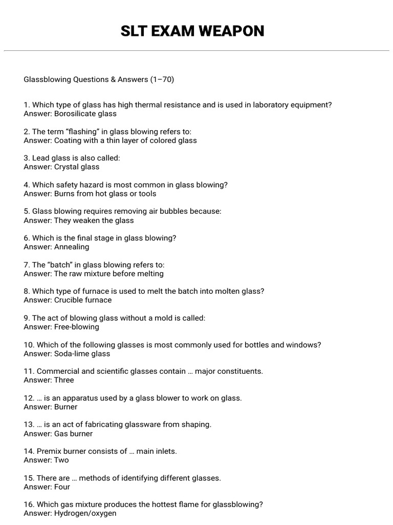 SLT Exam Weapon | PDF | Glasses | Transparent Materials