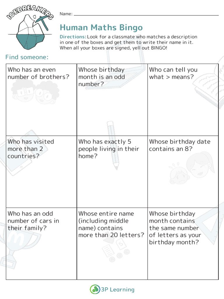 APAC 3P Icebreakers Human-Maths-Bingo Year2-4 | PDF